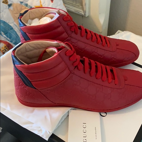 Gucci | Shoes | Gucci Red Hightops Mens Or Womens | Poshmark